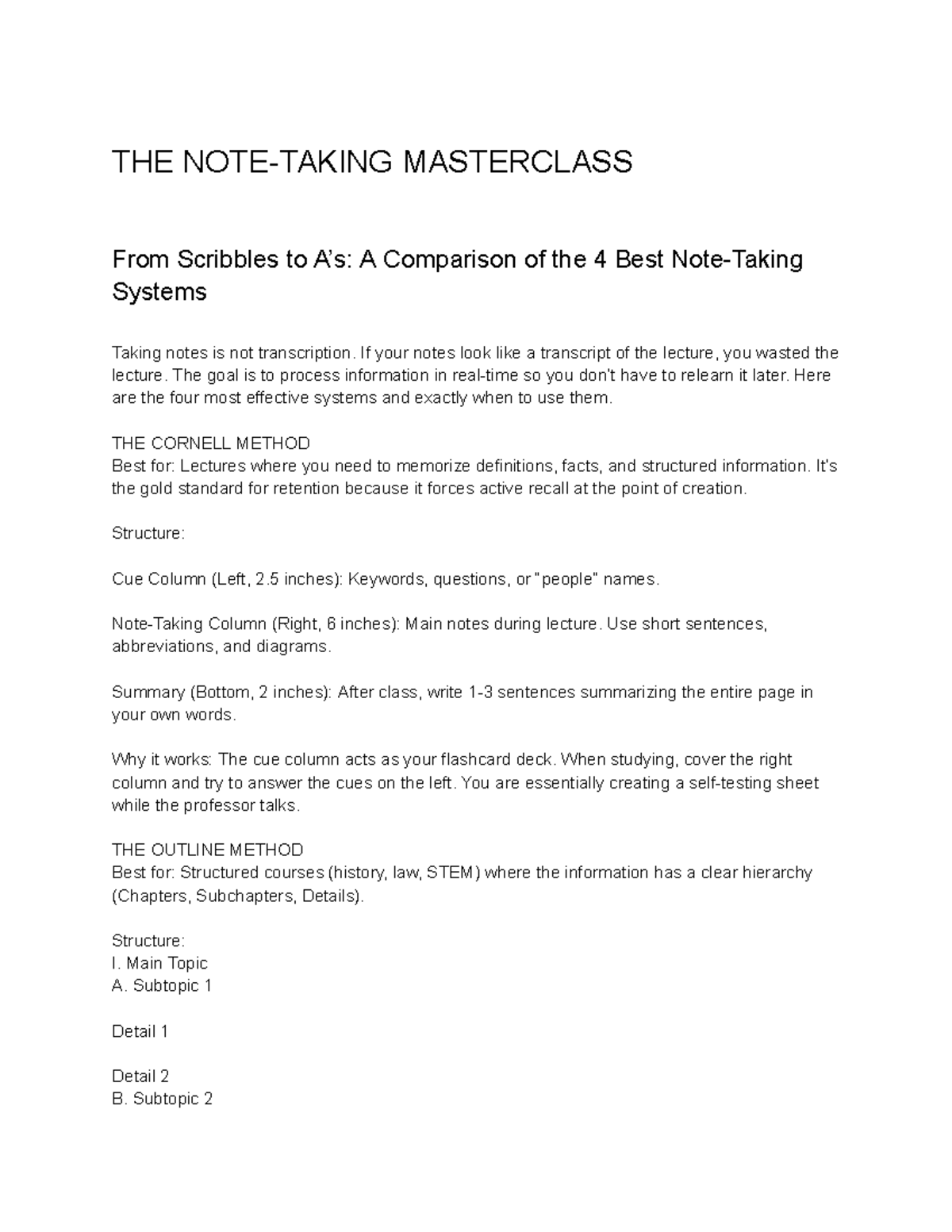 The Note-Taking Masterclass: Comparing 4 Effective Systems - Studeersnel