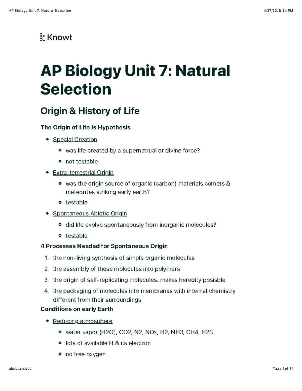 AP Biology Unit 7: Natural Selection - AP Biology Unit 7: Natural ...