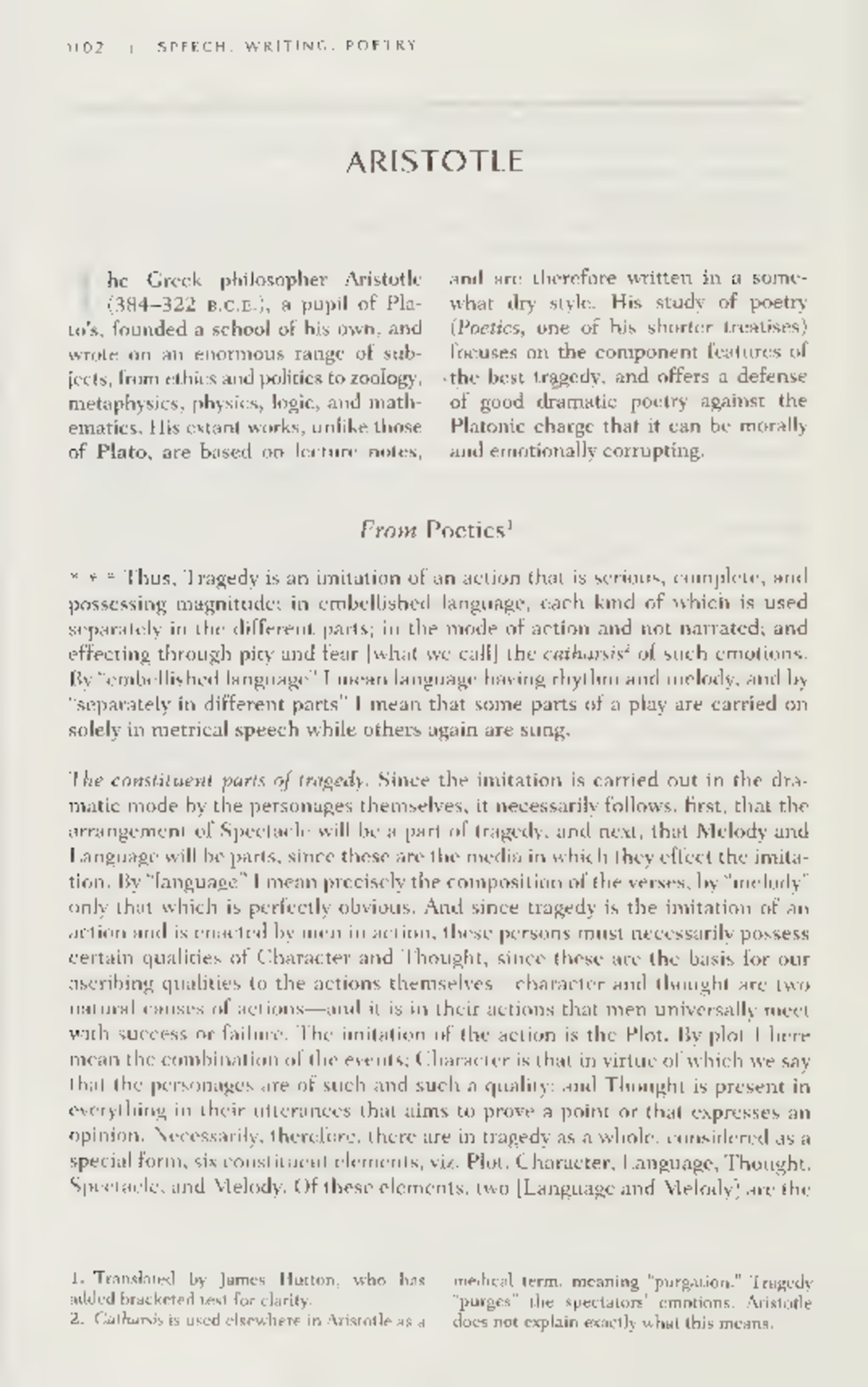 1102 POETICS: Aristotle's Analysis of Tragedy and Its Elements - Studocu