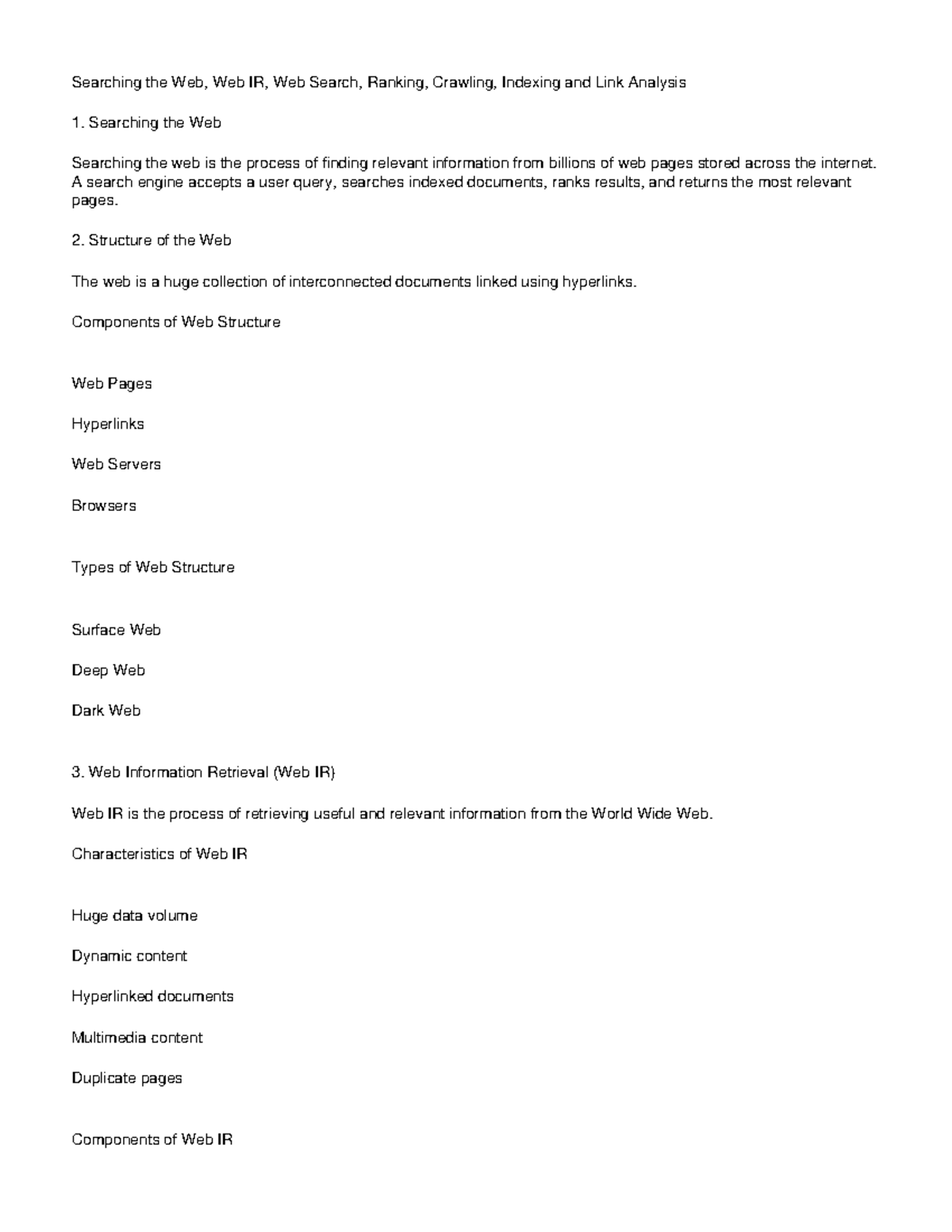 Web IR Notes: Exploring Web Search, Ranking, and Crawling Techniques ...