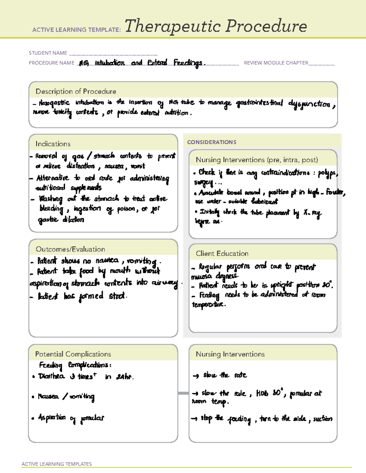 Therapeutic Procedure NG Intubation & Enteral Feeding Guidelines - Studocu