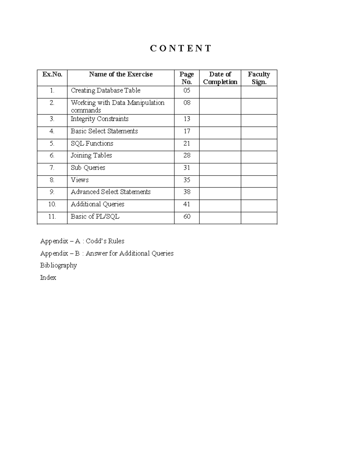 DBMS-Lab-Workbook: SQL Exercises and Practical Guide - Studocu