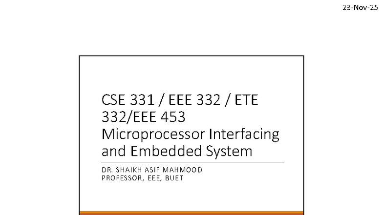 CSE 331 Microprocessor Interfacing & Embedded Systems Lecture Notes ...