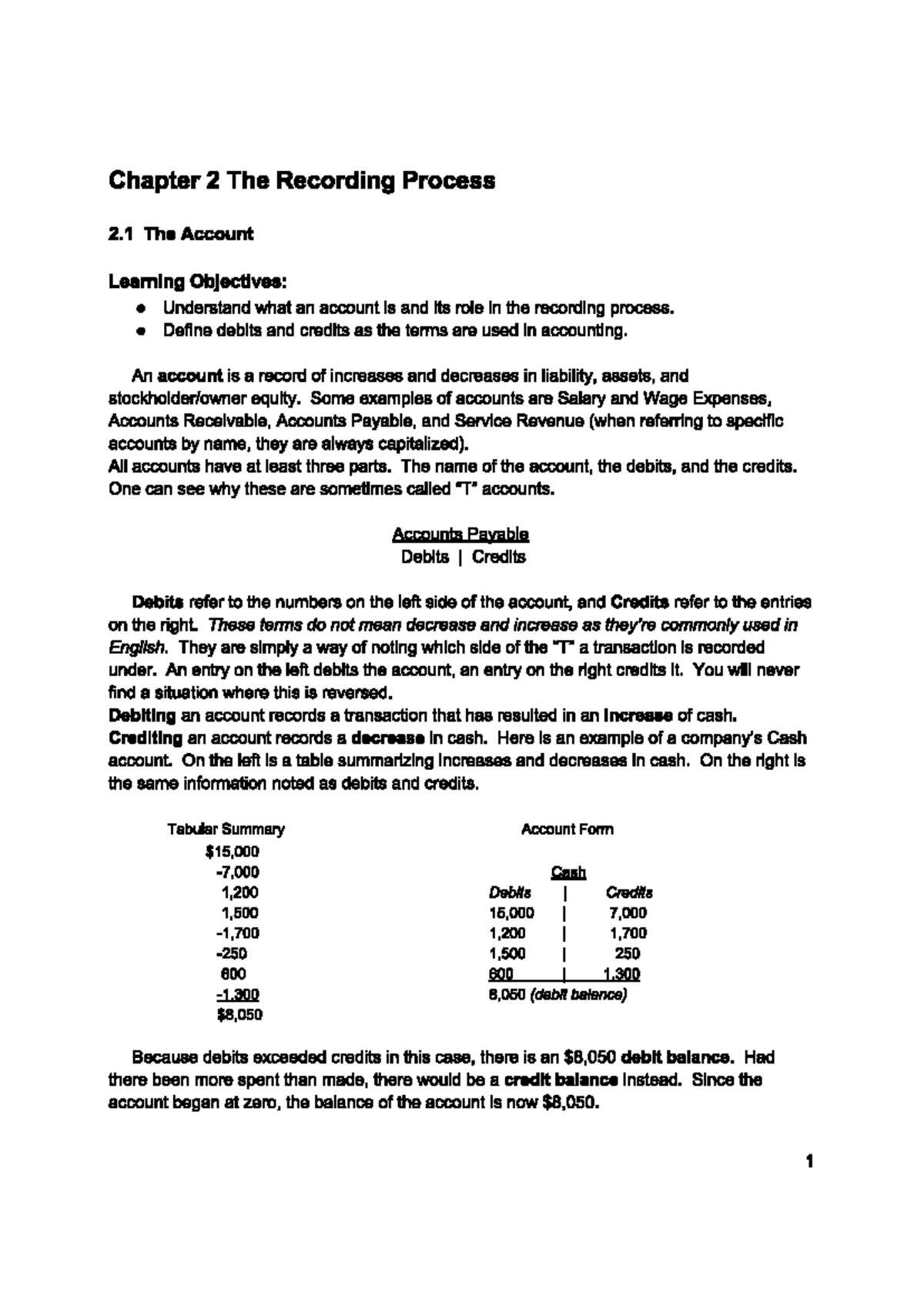 Chapter 2: The Recording Process - Understanding Accounts and ...