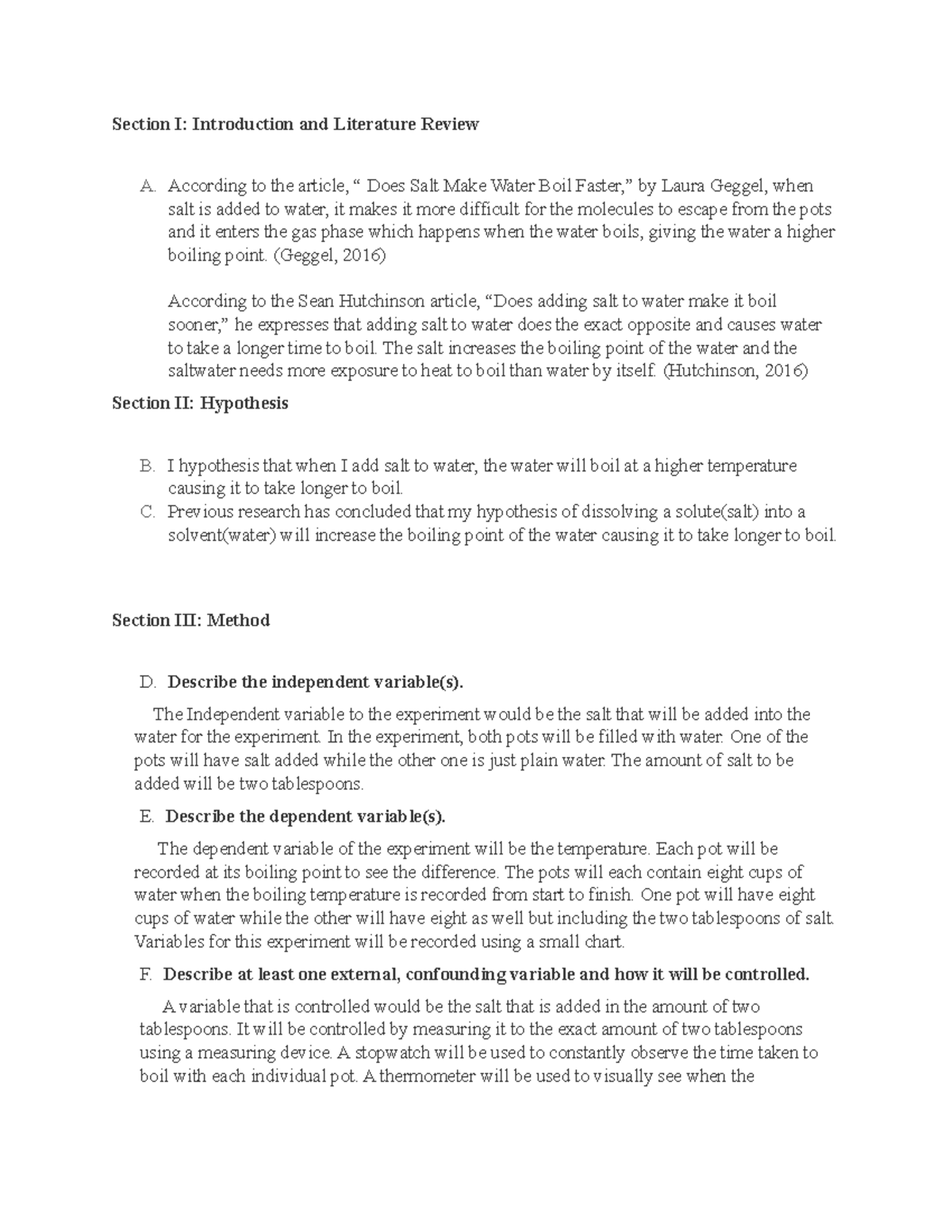 Task 1 Natural Science Lab mmm - Section I: Introduction and Literature ...