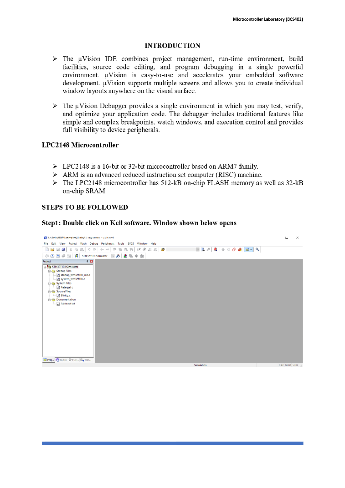 Microcontroller Lab Manual for BCS402: Using uVision IDE - Studocu
