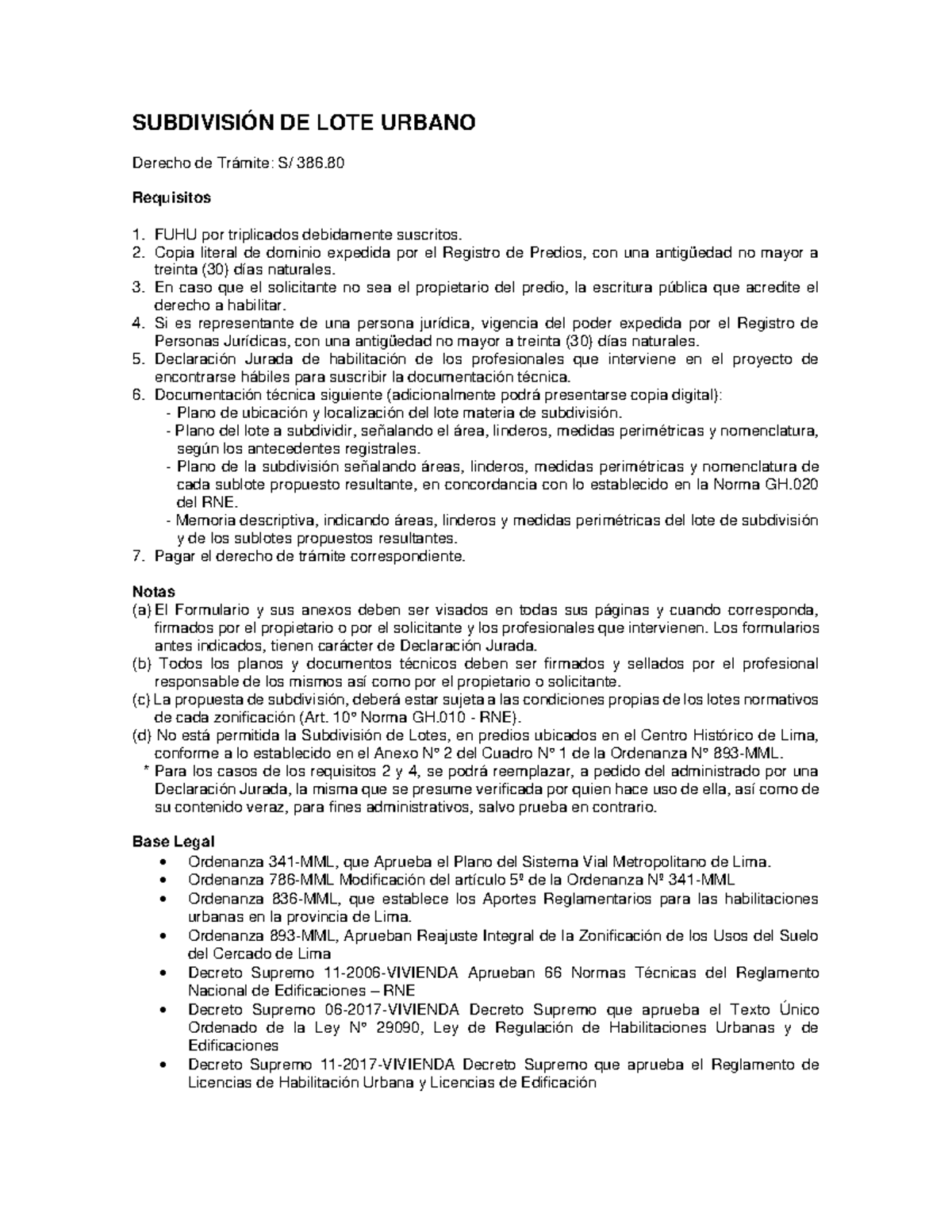 12 Subdivisión DE LOTE Urbano: Requisitos y Trámites Básicos - Studocu