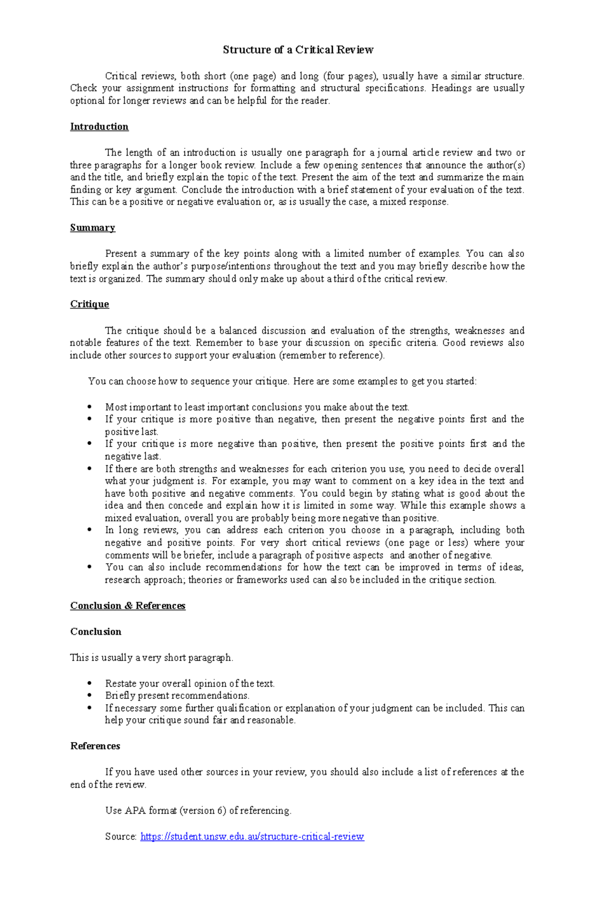 Critical Review Structure Guide: Format & Evaluation Techniques - Studocu