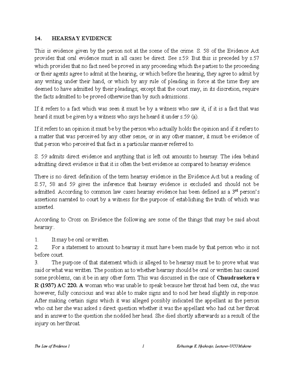 14. Hearsay Evidence in Legal Proceedings: Key Concepts and Exceptions ...
