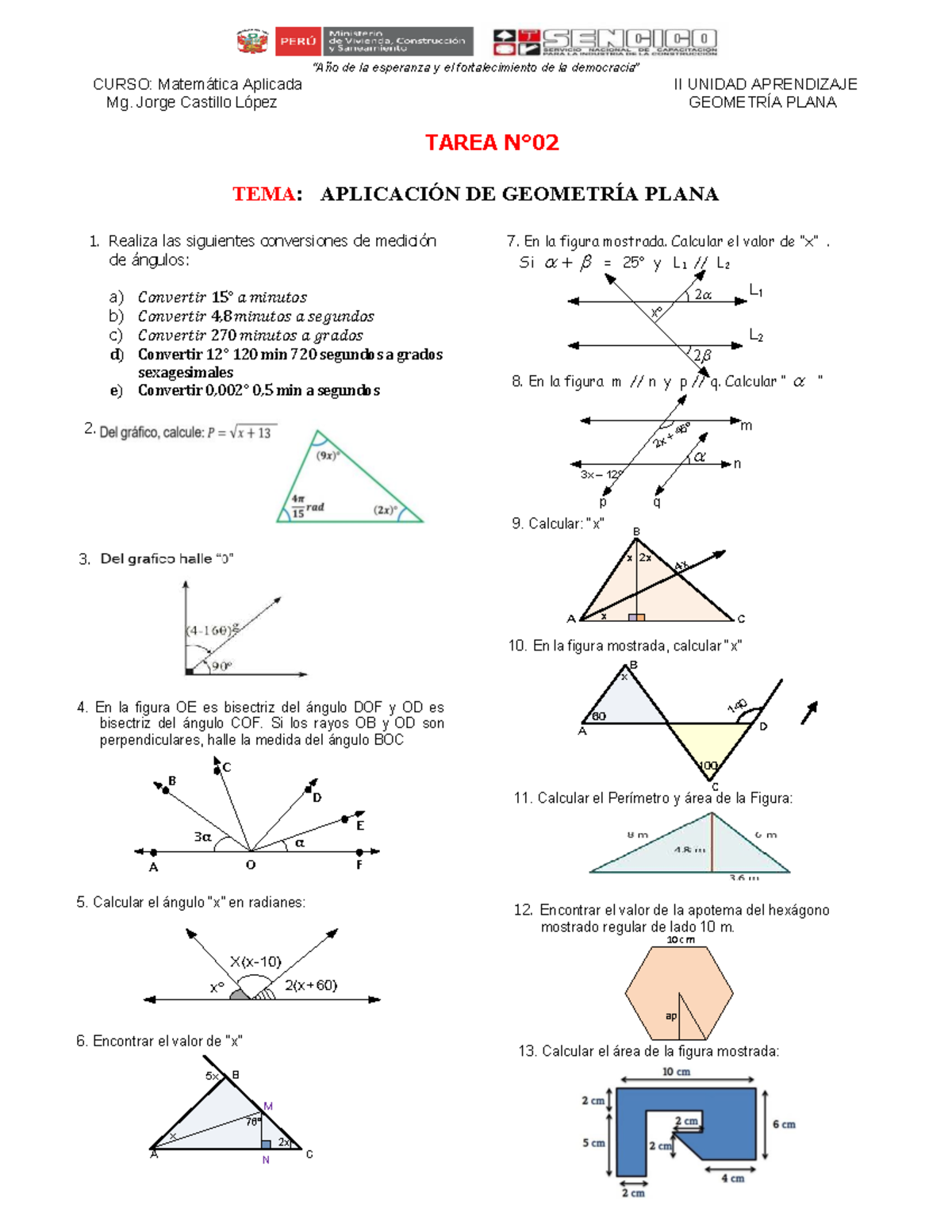 Tarea 02 de Geometría Plana - CURSO: Matemática Aplicada 2026-I - Studocu