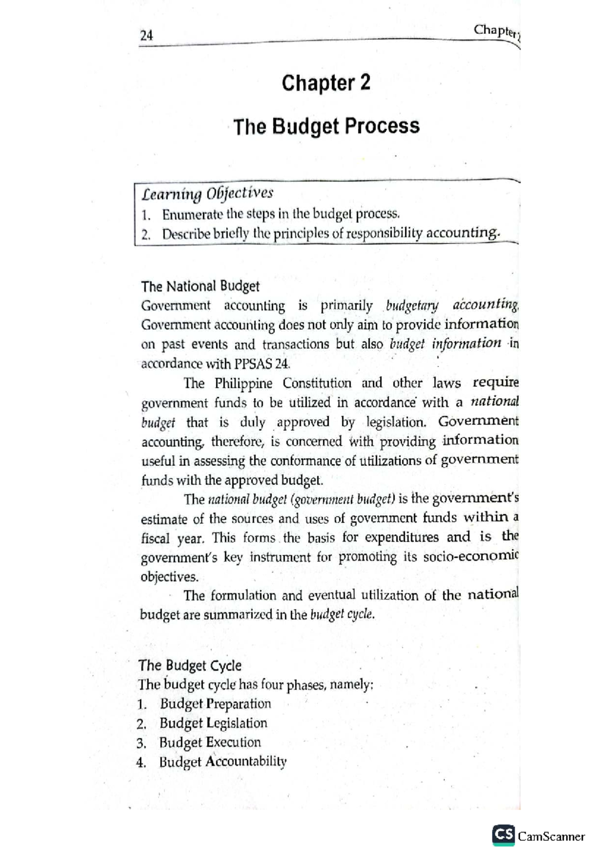 CS 24 Chapter 2: The Budget Process in Government Accounting - Studocu