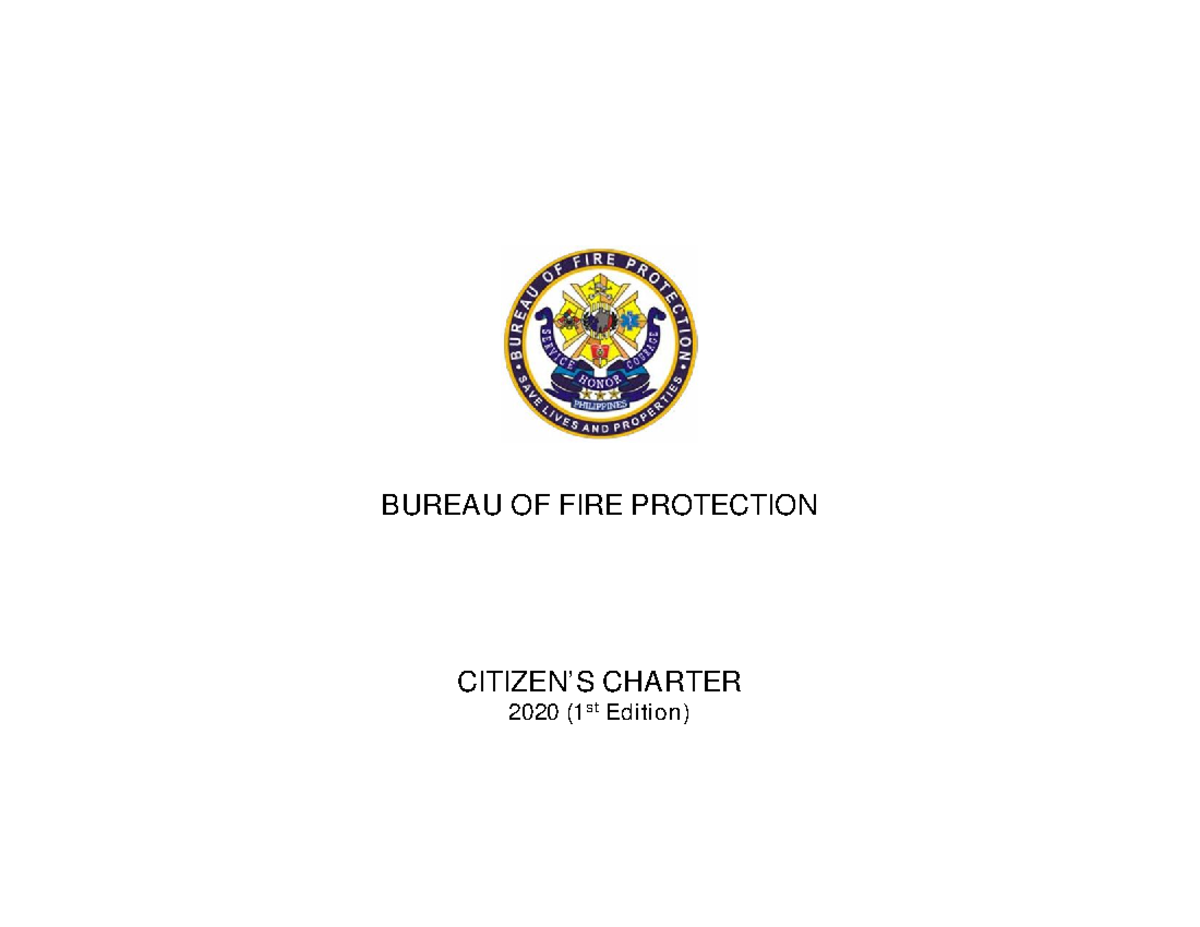3 BFP Citizens Charter Handbook - 2020 First Edition - Studocu