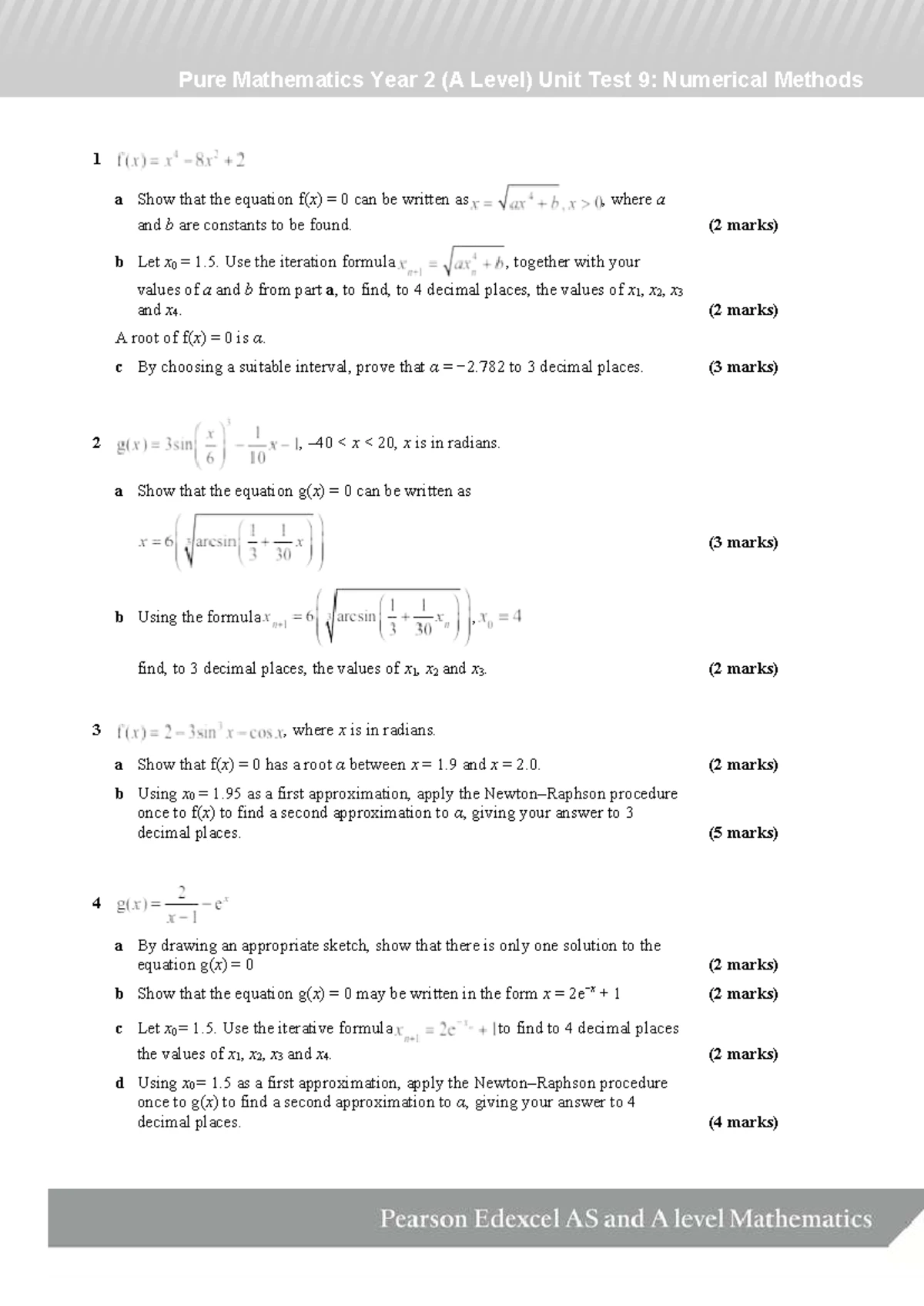 Mark Scheme (Results) Summer 2024 Edexcel A Level Pure Mathematics ...