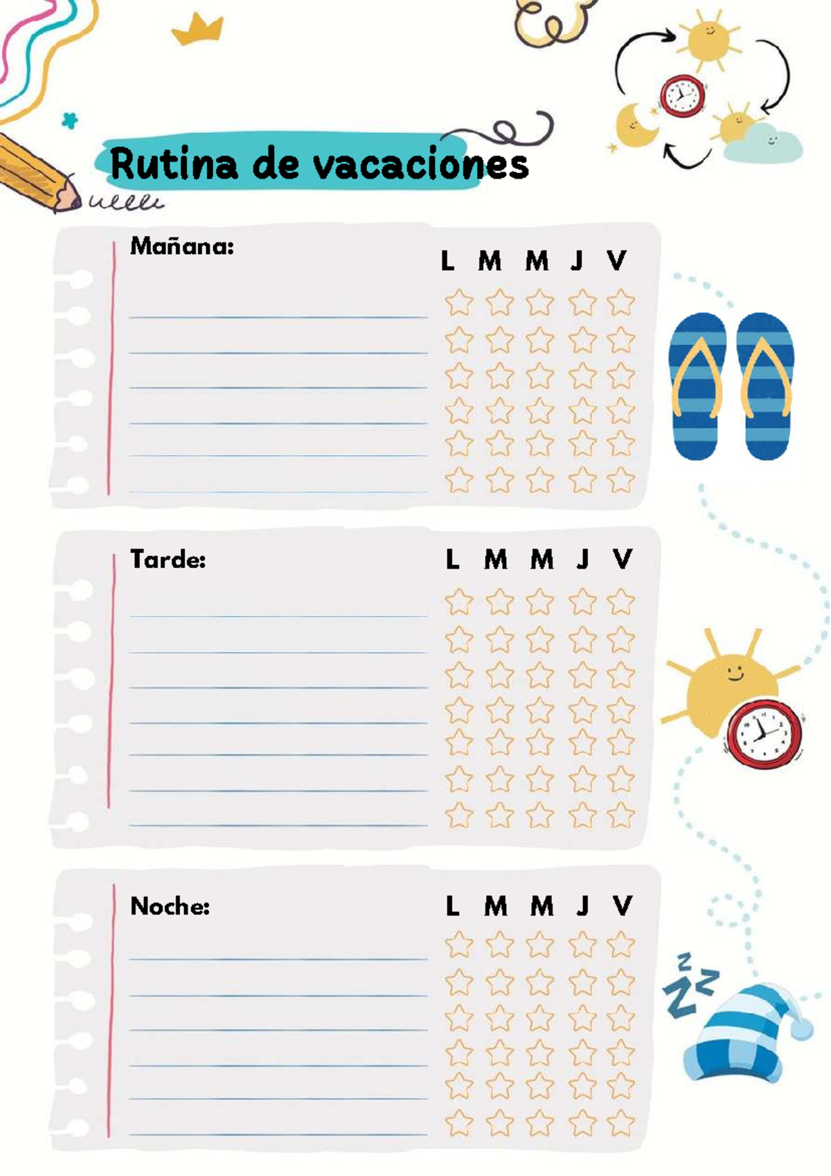 6. Rutina de vacaciones - asdasdasd - L M M J V L M M J V L M M J V ...
