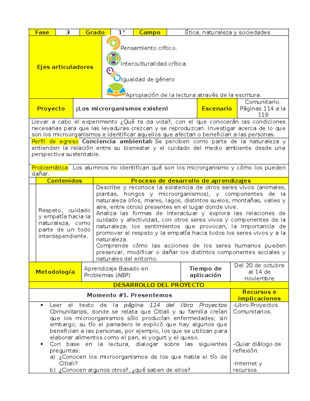 1er Grado - Proyecto: Los Microorganismos Existen (Abril 2023-2024 ...