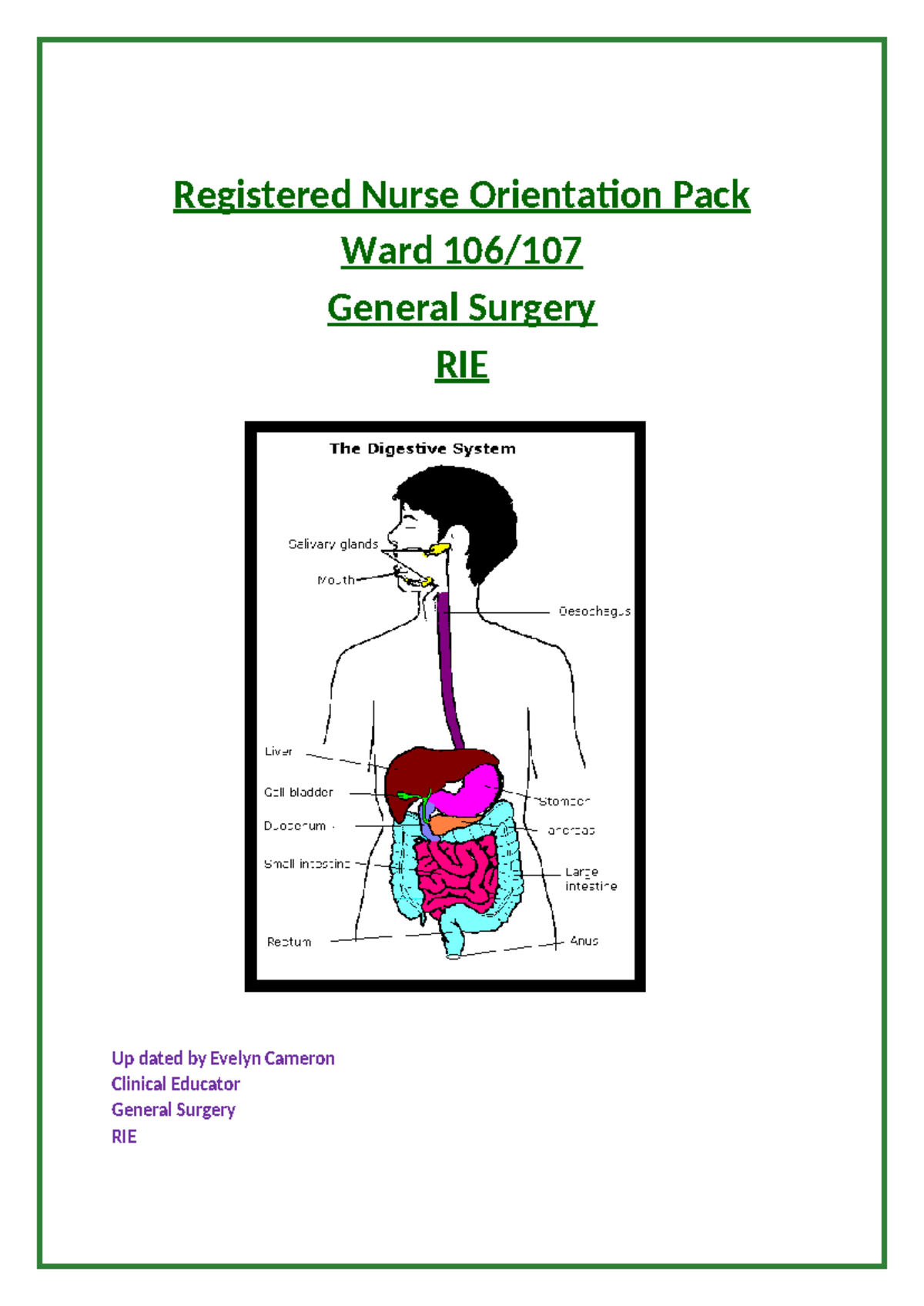 RGN Orientation Pack for Wards 106 & 107 - General Surgery 2023 - Studocu