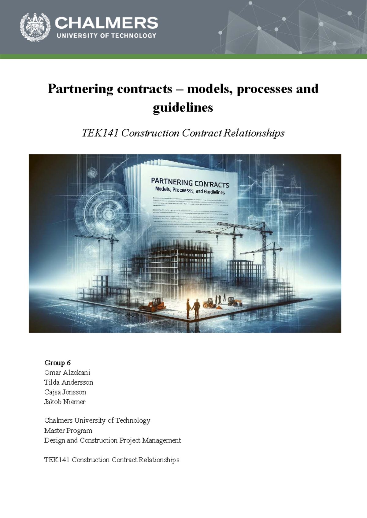 TEK141 - Partnering Contracts: Models, Processes & Guidelines - Studocu