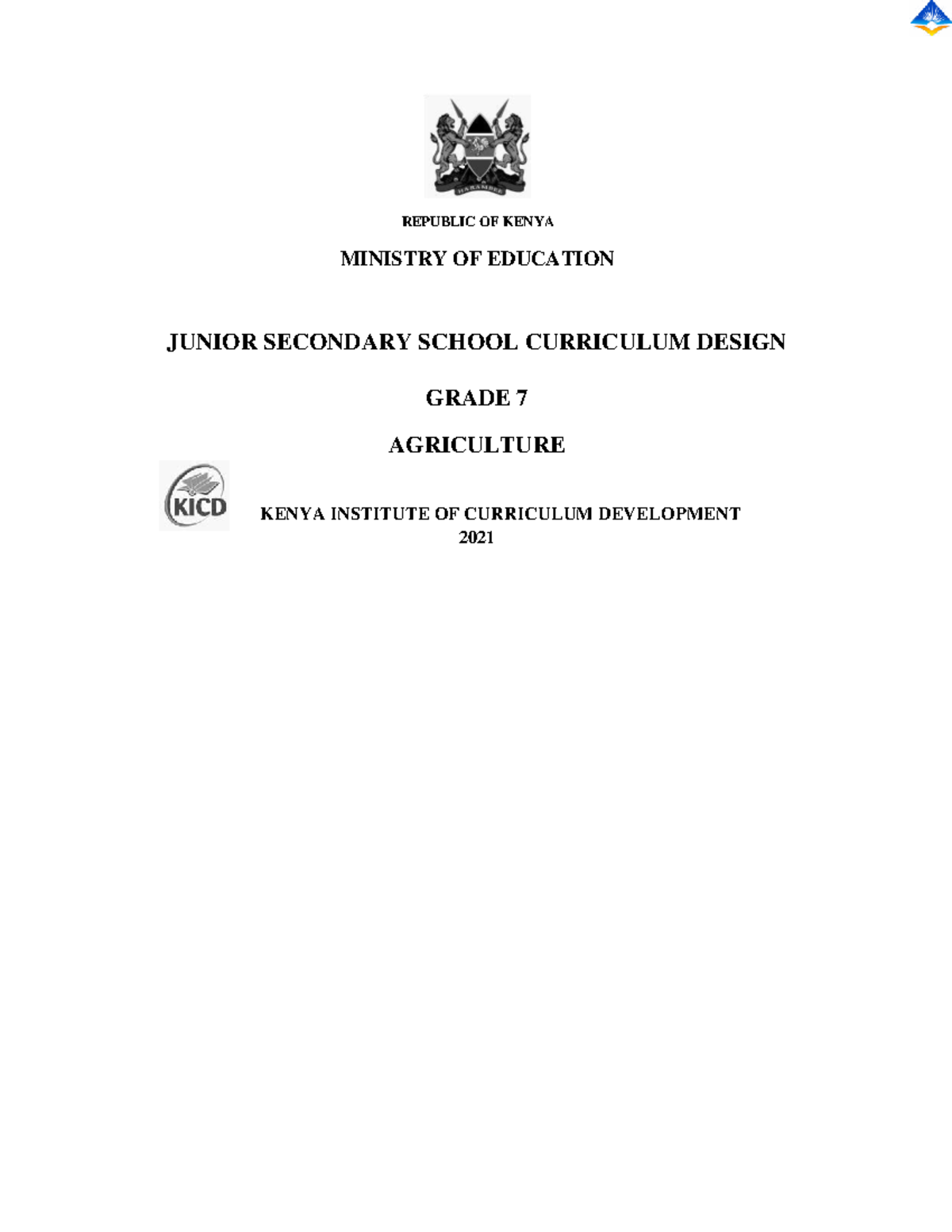 CD 7 - Agriculture Curriculum Design for Junior Secondary Education ...