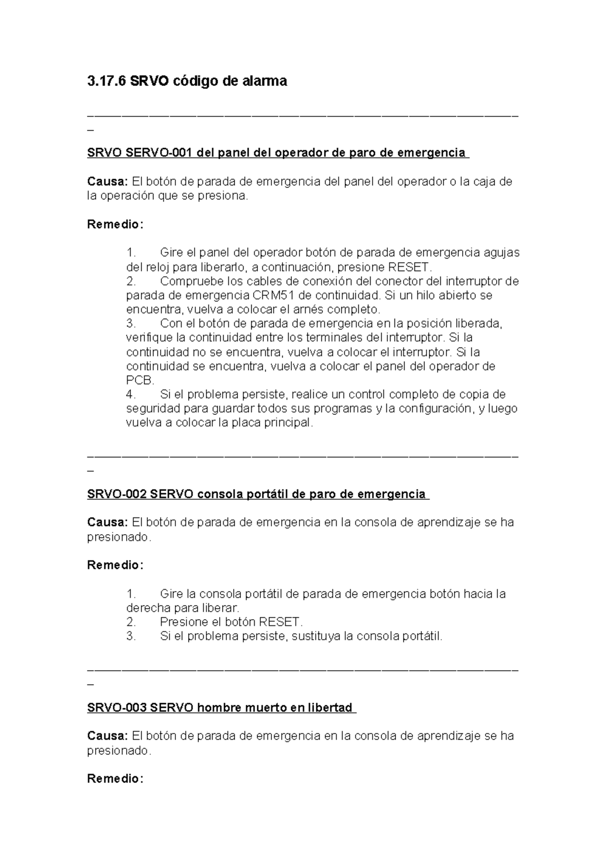 Guía de Códigos de Alarma SRVO Fanuc - Soluciones en Español - Studocu