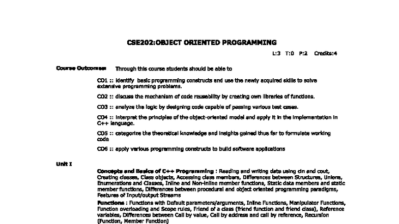 CSE202: Object Oriented Programming - Course Overview and Guidelines - Studocu
