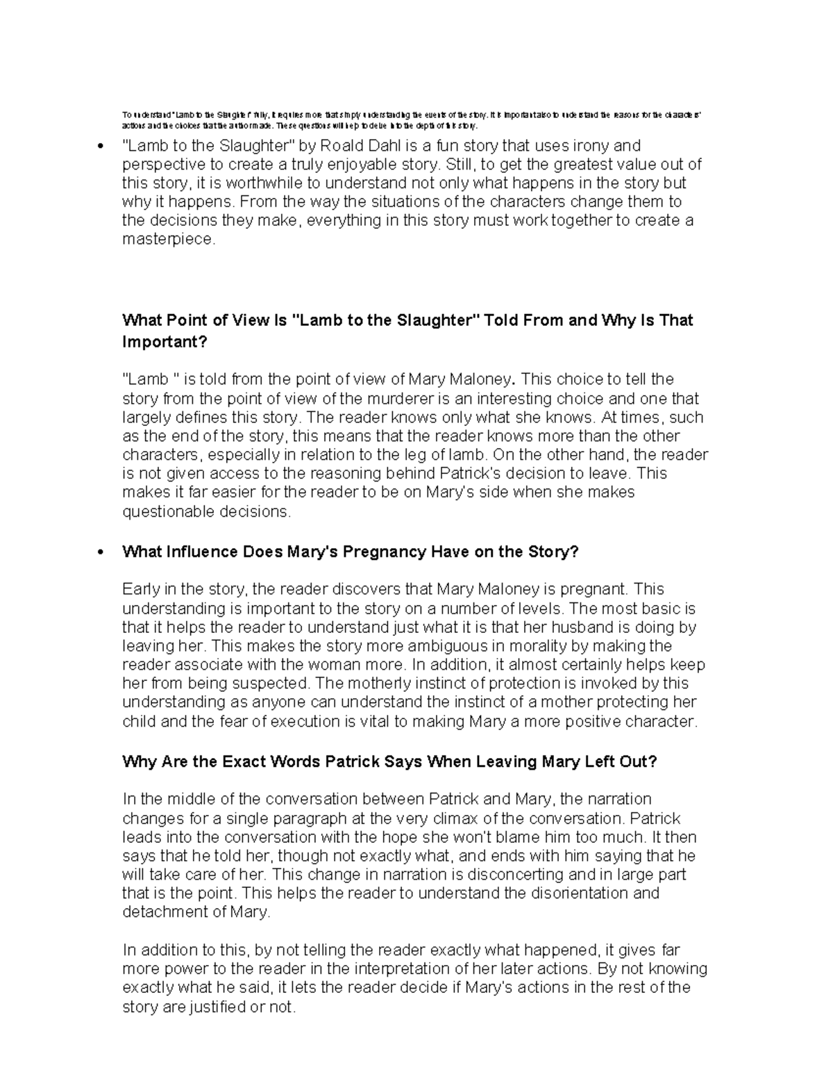 Analysis of "Lamb to the Slaughter" by Roald Dahl - Key Themes ...