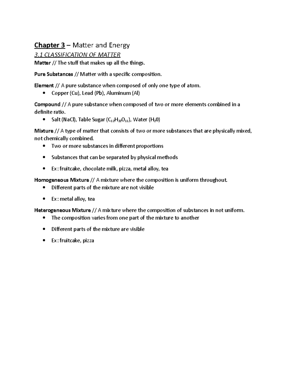 Chapter 3 - Matter & Energy: Classification, States & Properties - Studocu