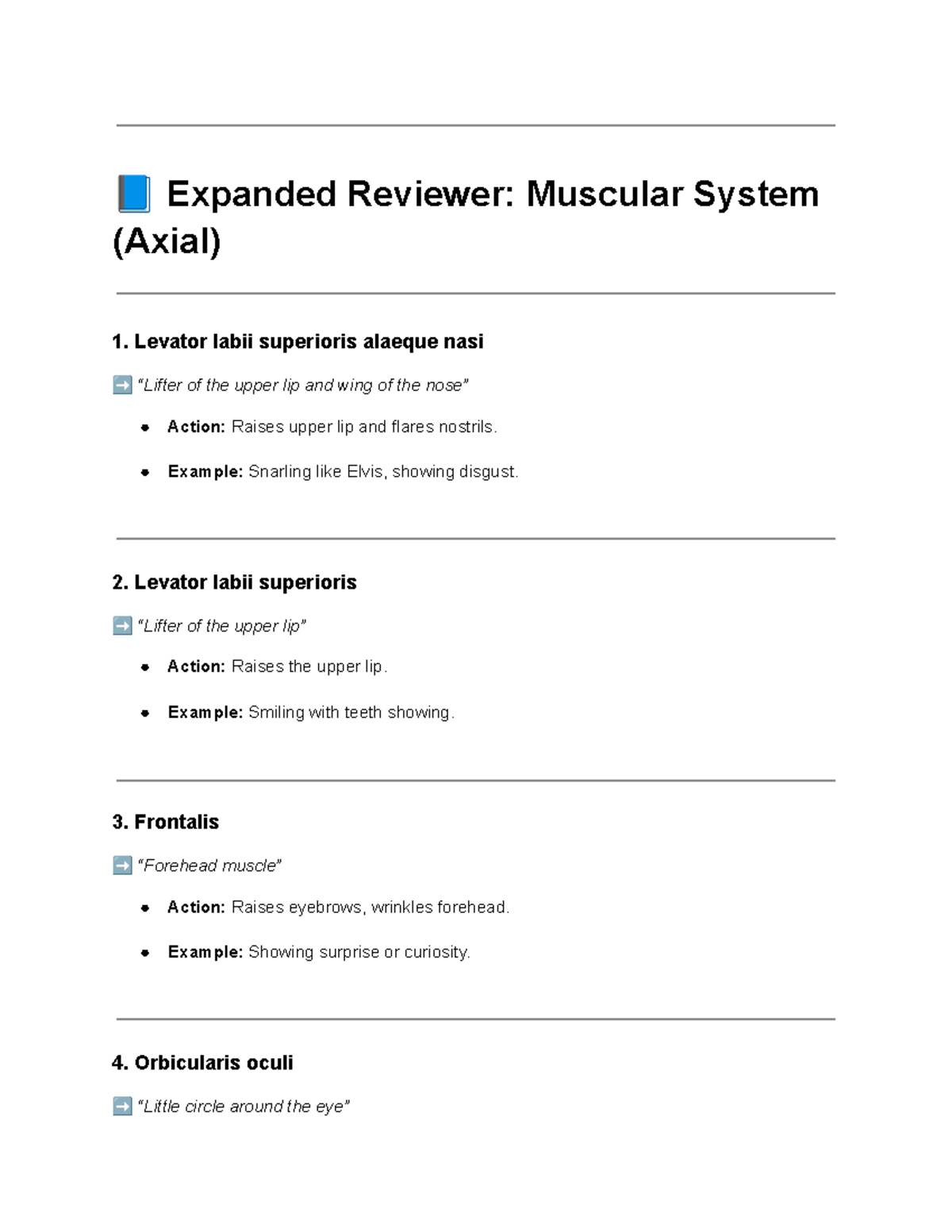 Expanded Reviewer: Muscular System - Anaphysio Practical Notes - Studocu