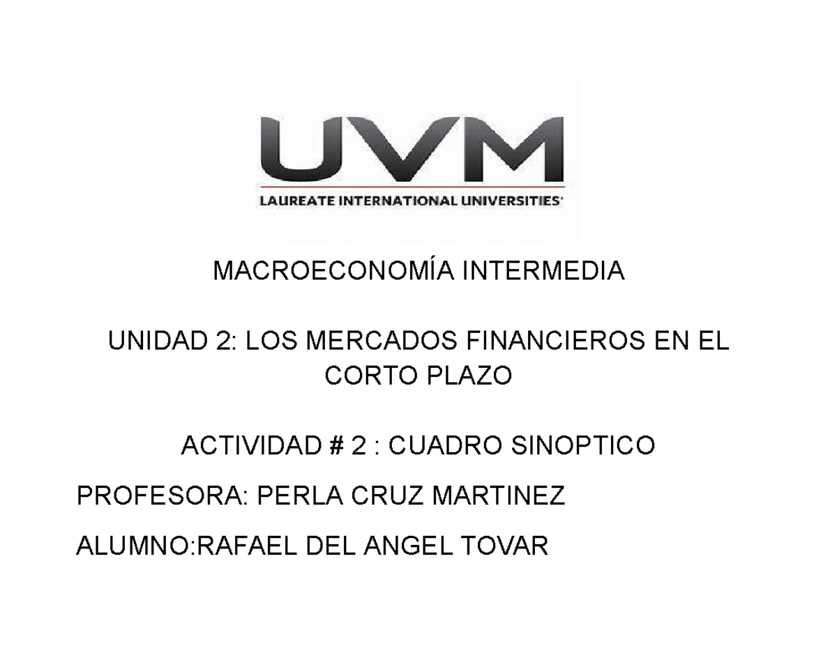 ACTIVIDAD # 2 : CUADRO SINOPTICO macroeconomia intermedia - MACROECONOMÍA INTERMEDIA UNIDAD 2 ...