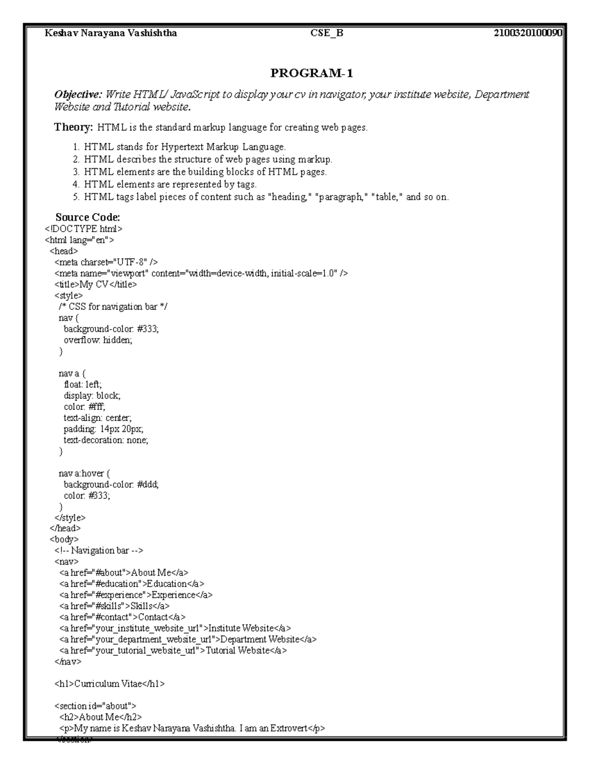 WT Practical file - k kmkk - PROGRAM- Objective: Write HTML/ JavaScript ...