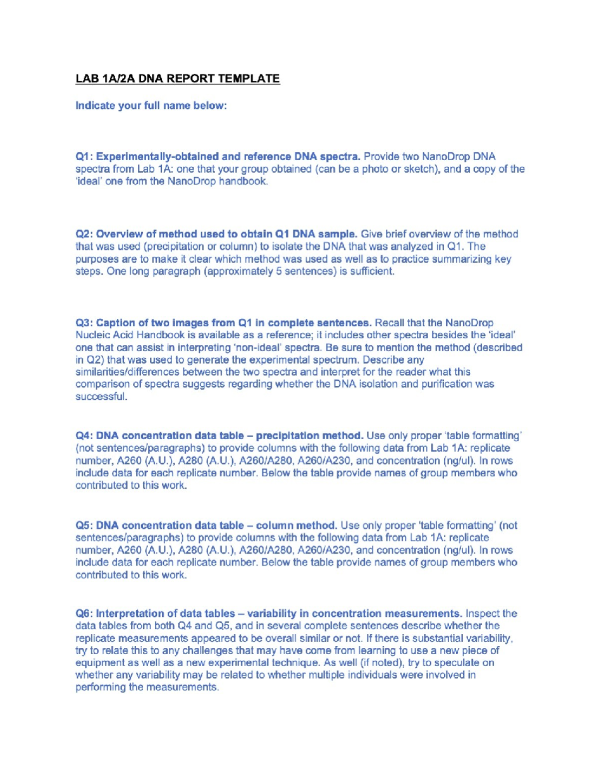 Lab 1A/2A DNA Analysis Report Template - Studocu