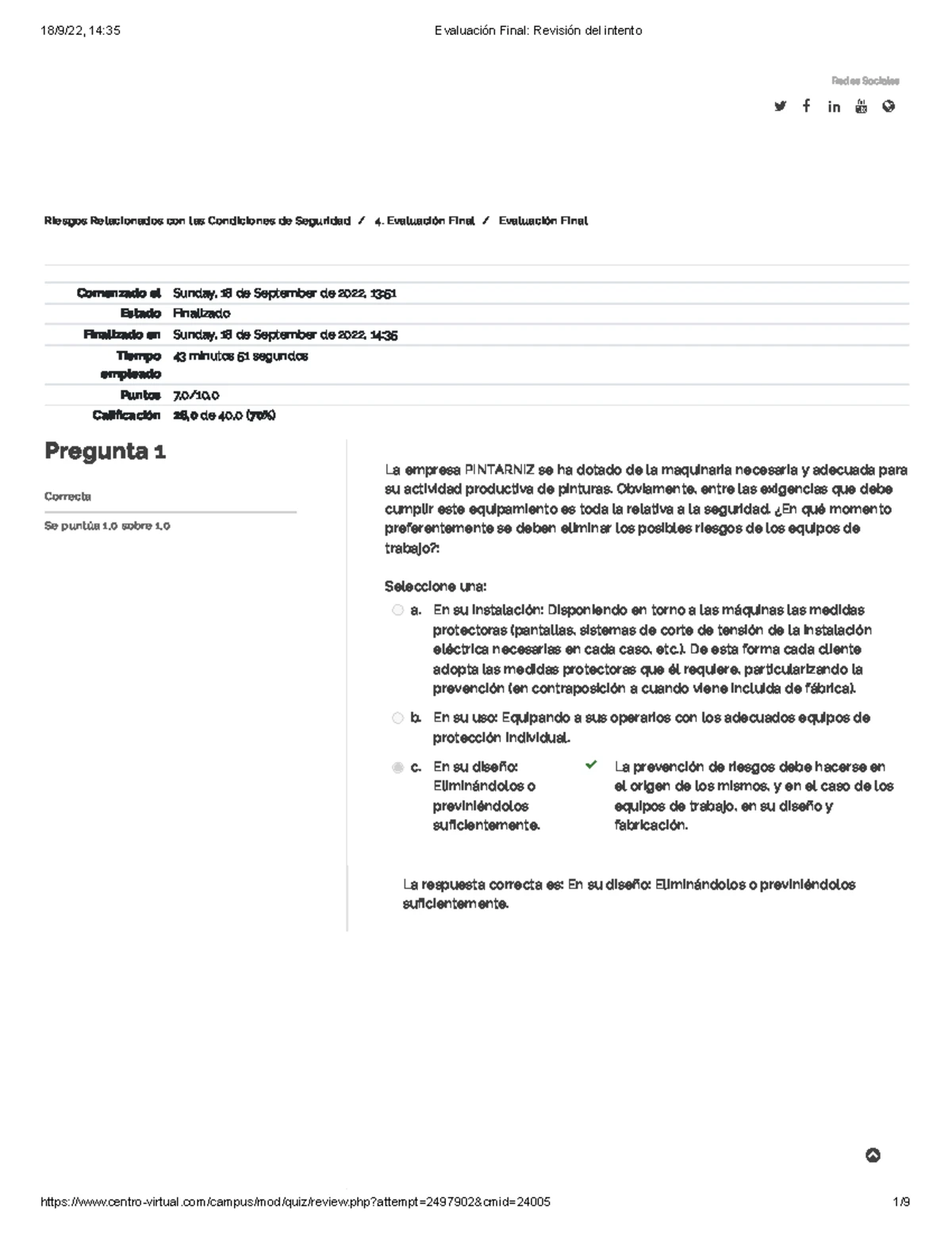 Final Evaluación de Riesgo: Preguntas y Respuestas Clave - Studocu