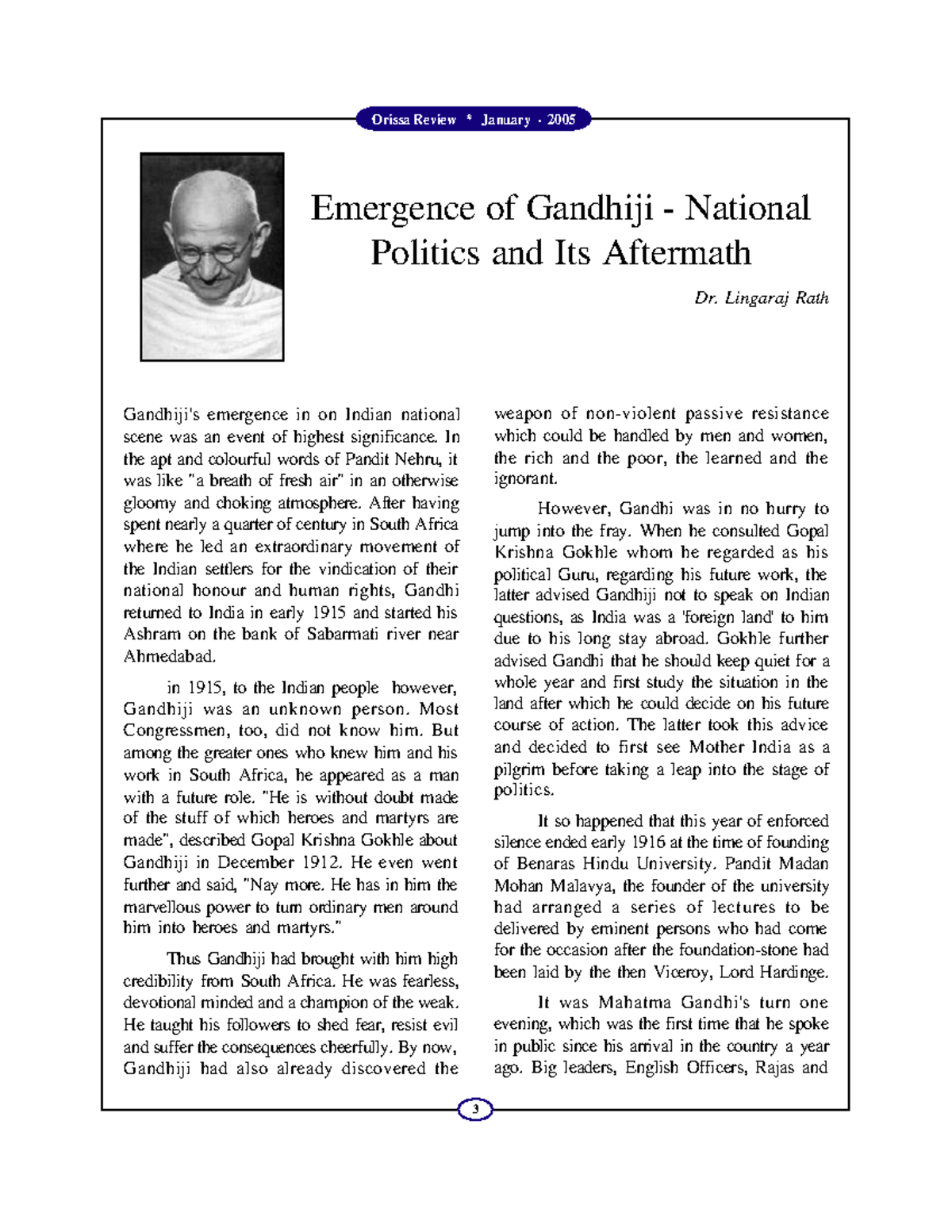 Emergence of Gandhiji in National Politics: A Historical Overview - Studocu