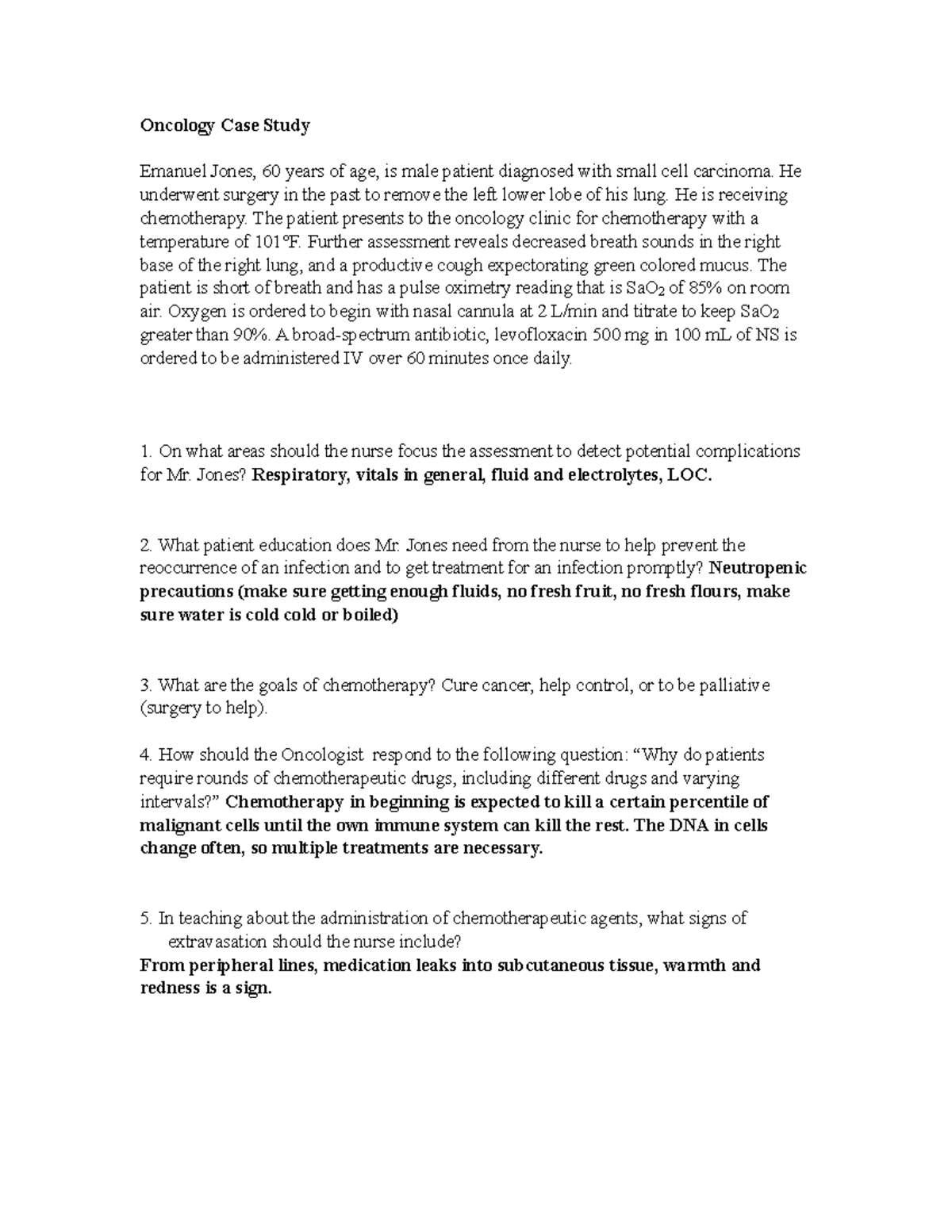 Oncology Case Study - Oncology Case Study Emanuel Jones, 60 years of ...