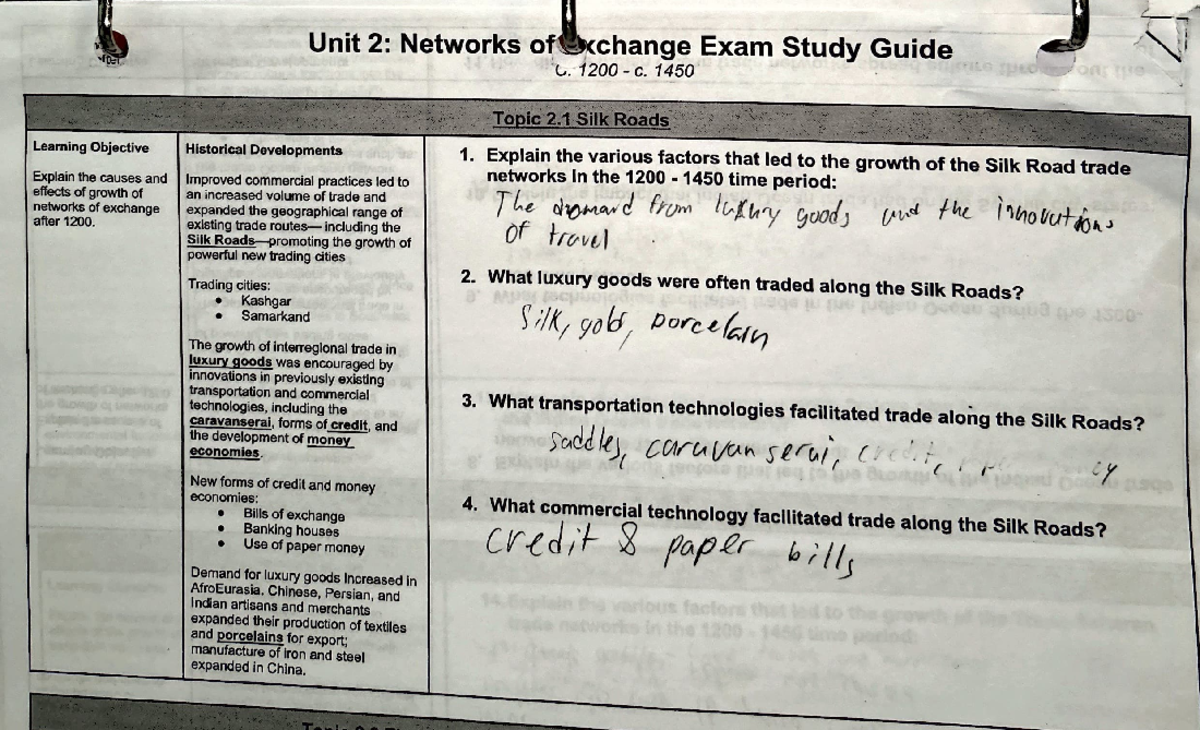 AP World History Unit 2: Networks of Exchange (c. 1200-1450) Guide ...
