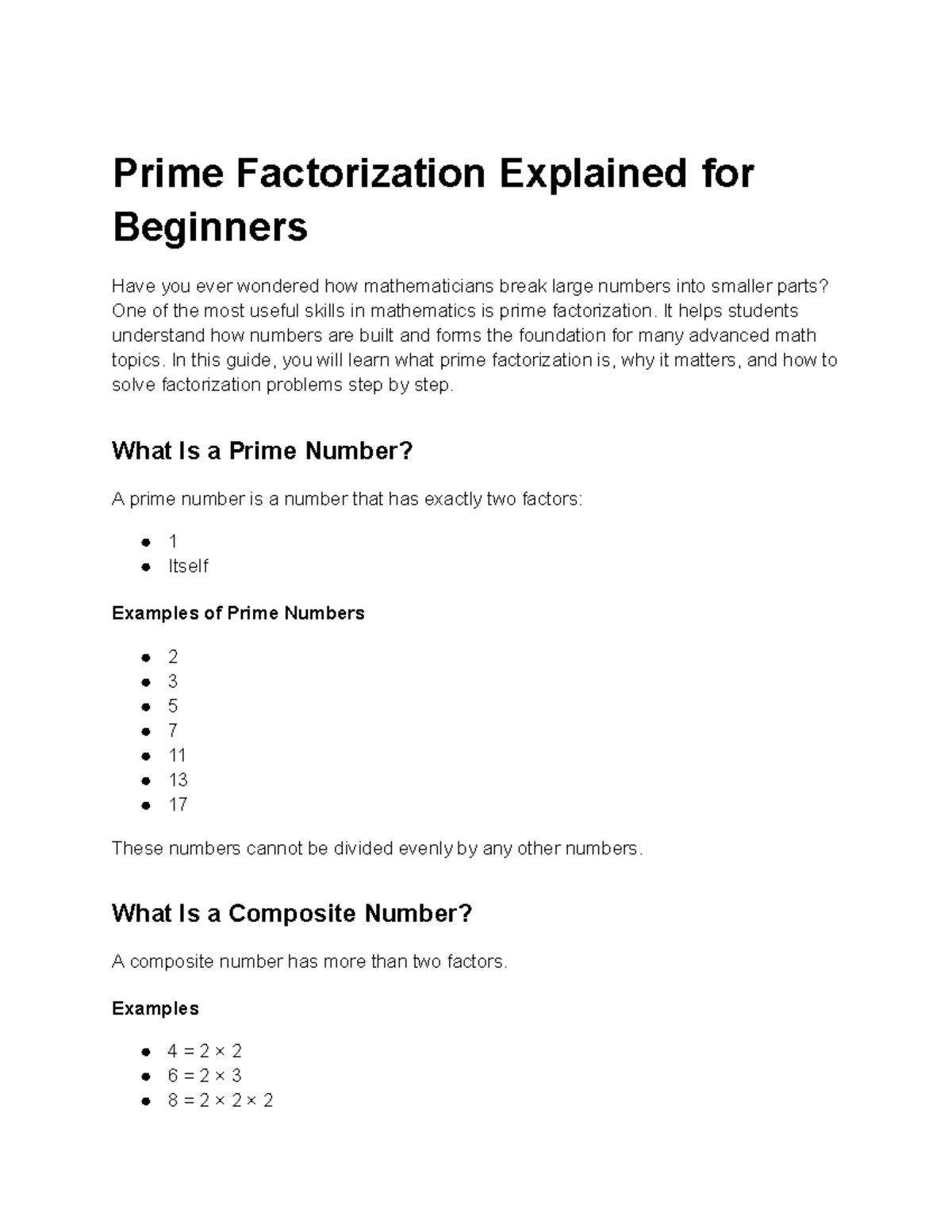 Understanding Prime Factorization: A Beginner's Guide - Studocu