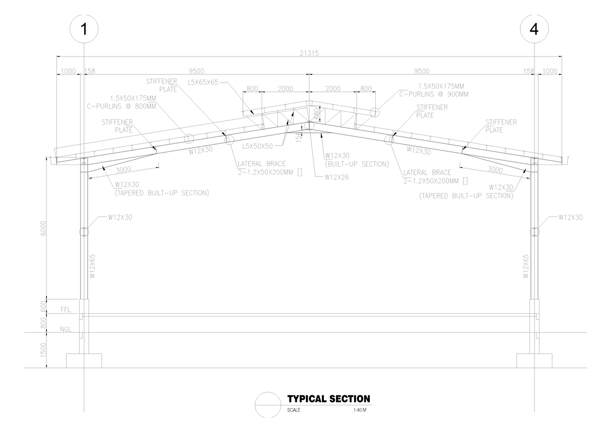 Typical Section with Roof Vent - 21315 1000 _, 158 9500 9500 158 1000 ...