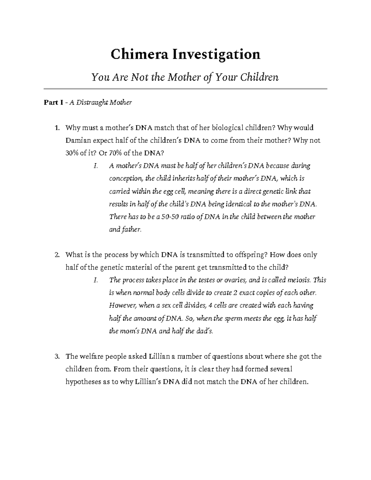 Chimera Investigation: The Genetic Puzzle of Maternal DNA Discrepancies ...