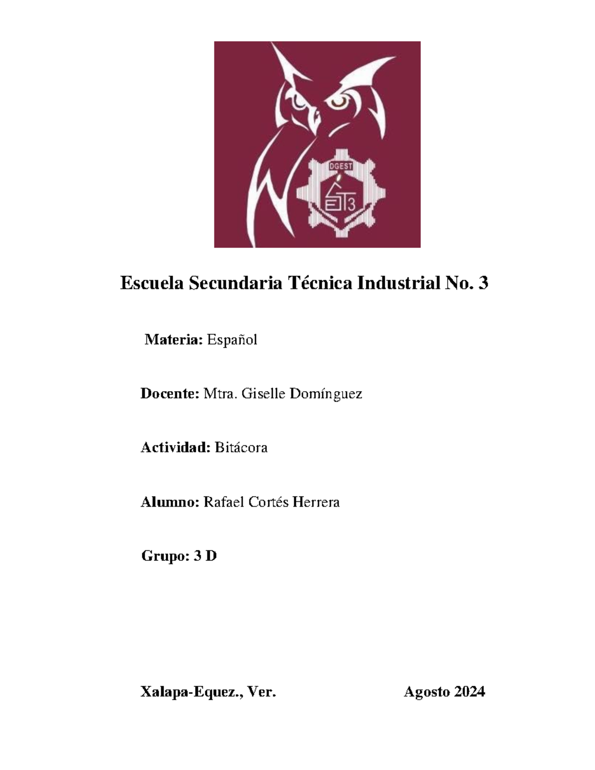 Bitácora de Proyecto de Español - Rafael Cortés 3D - Studocu