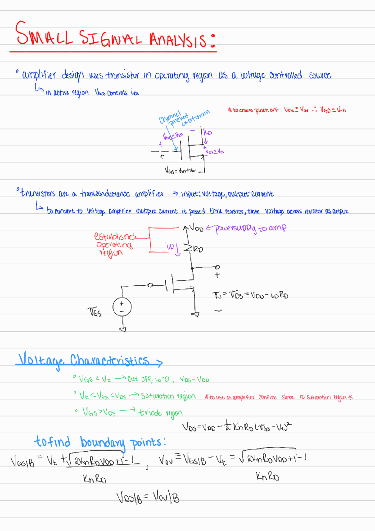 Chapter 7 Notes: Small Signal Analysis of MOSFETs (251115) - Studocu