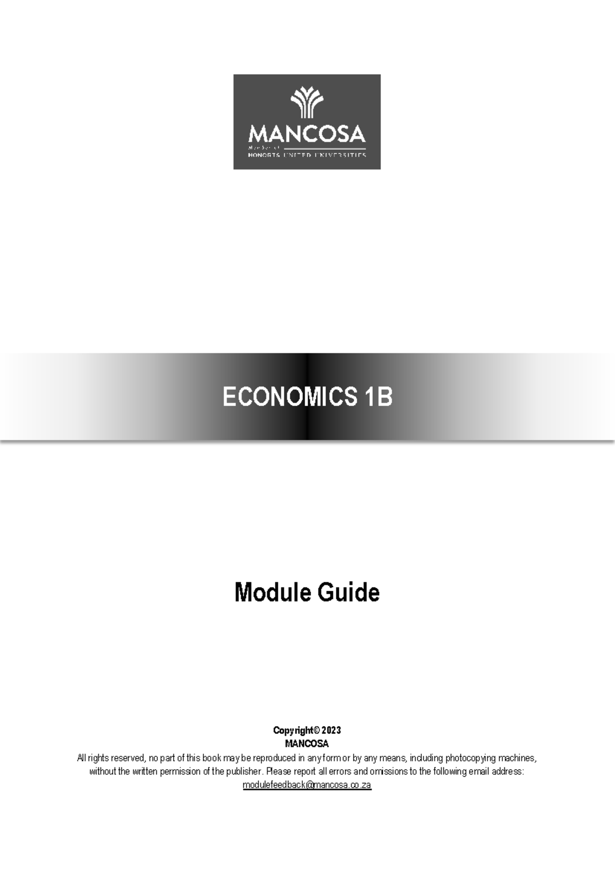 Economics 1B Module Guide: Key Concepts & Policies Overview - Studocu