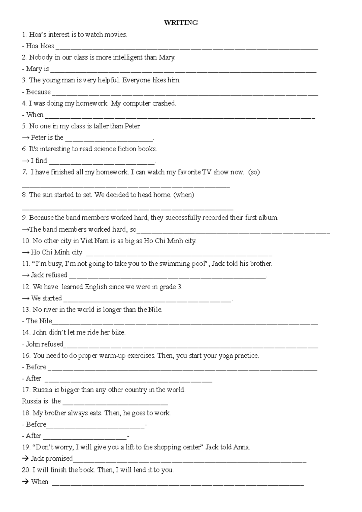 ÔN Writing & Listening 10A8: Movie Interests & Class Comparisons - Studocu