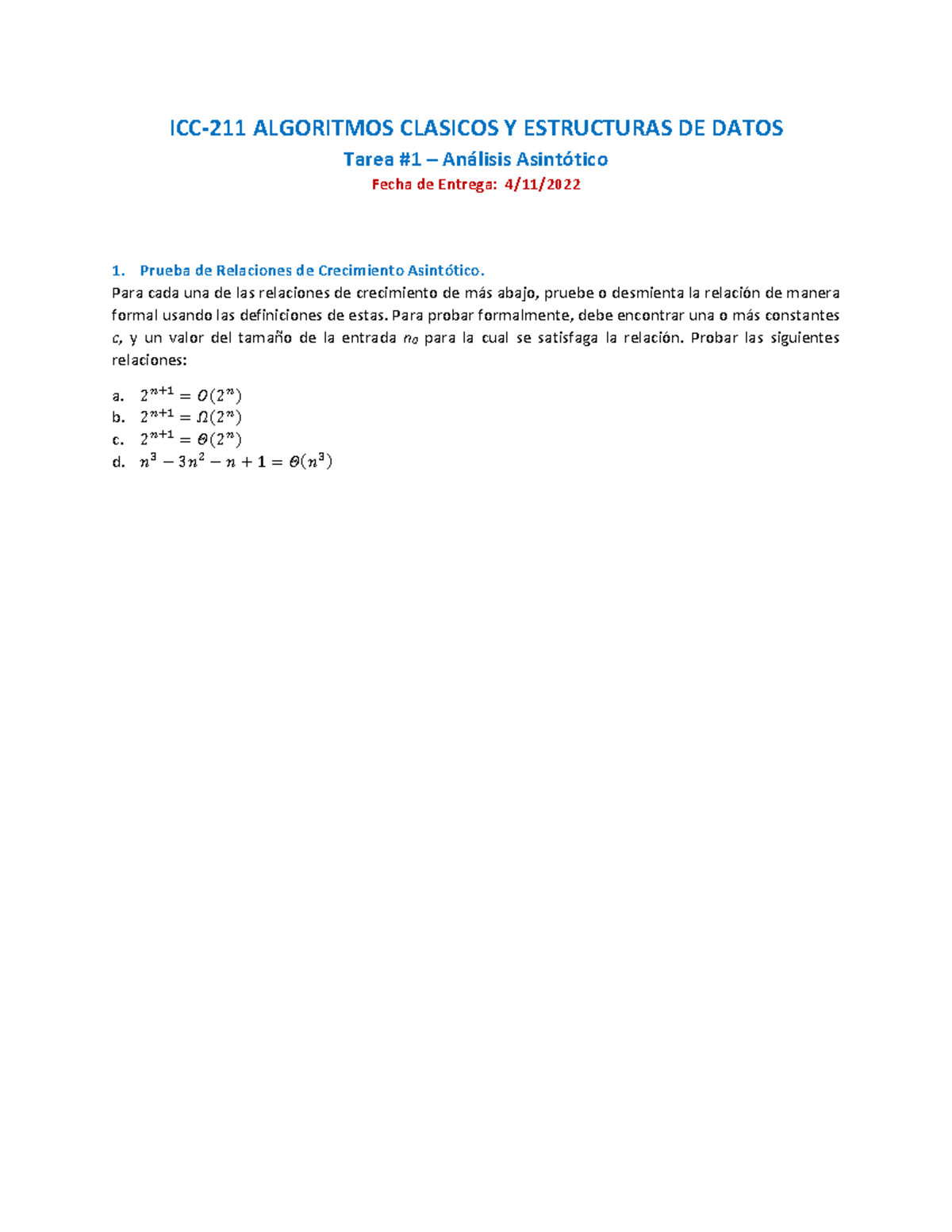 ICC 211 Homework 1 Fall 2022 - ICC-211 ALGORITMOS CLASICOS Y ...