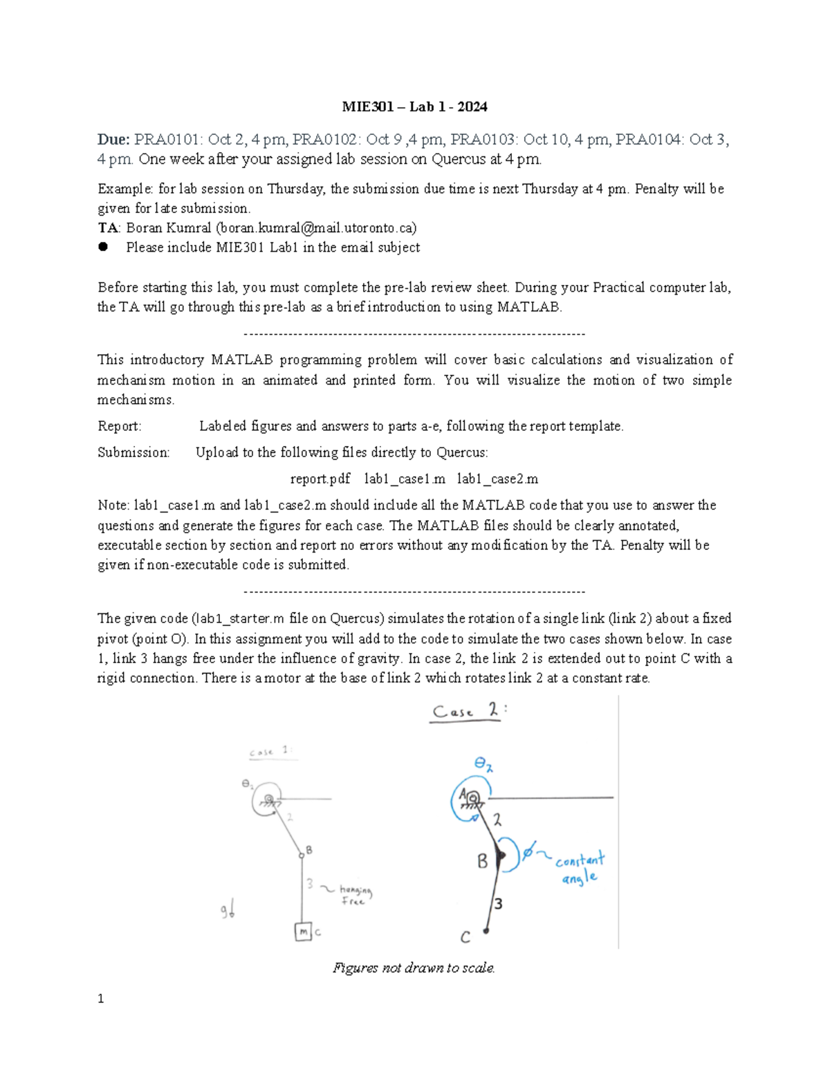 Lab1 - lab 1 mie 301 - 1 MIE301 – Lab 1 - 2024 Due: PRA0101: Oct 2 , 4 pm, PRA0102: Oct 9 ,4 pm ...