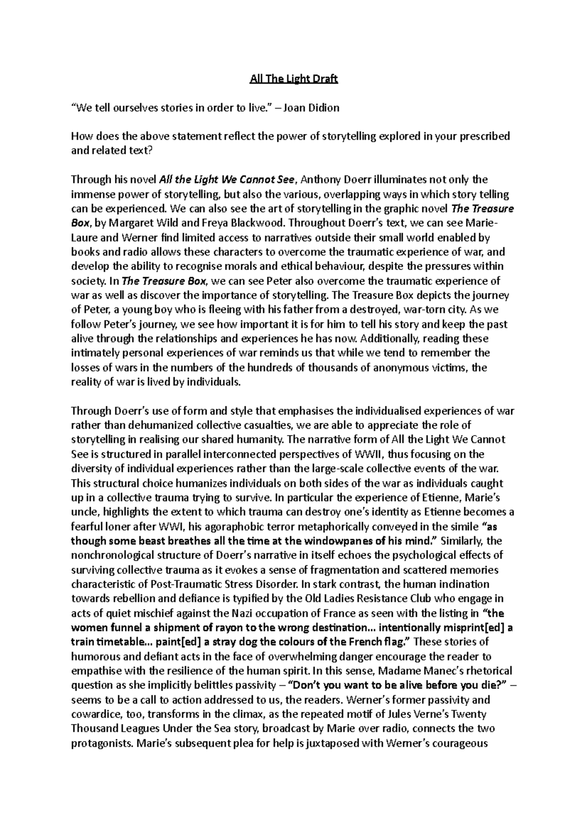 ENG 101 Comparative Essay: Power of Storytelling in War Narratives ...