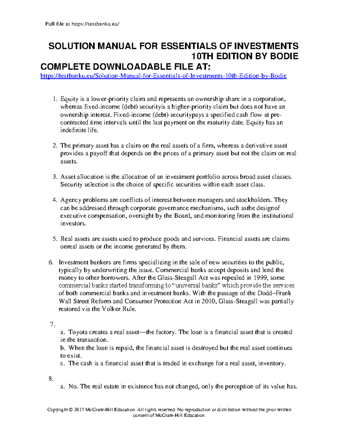 379864736 Solution Manual: Essentials of Investments, 10th Ed. by Bodie ...