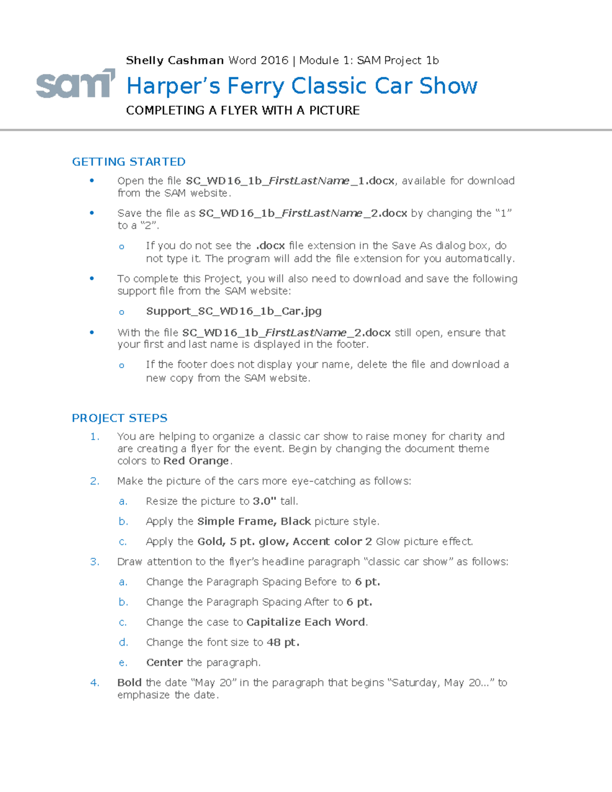 Instructions SC WD16 1b - Shelly Cashman Word 2016 | Module 1: SAM ...