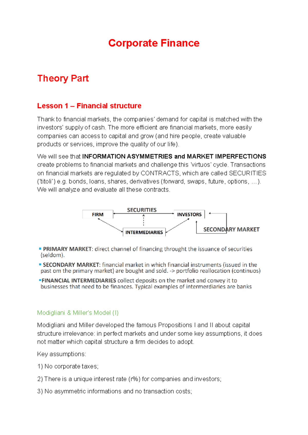 Corporate Finance - CF Lesson 1: Financial Structure Insights - Studocu