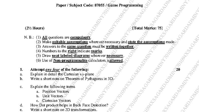 Game Programming (87055) - Comprehensive Study Notes - Studocu