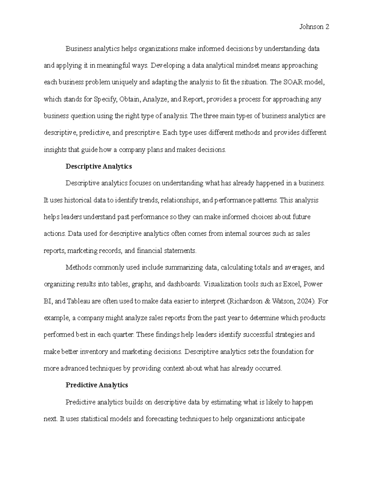 1-3 Activity - Types of Analytics in Business (BA 101) - Studocu