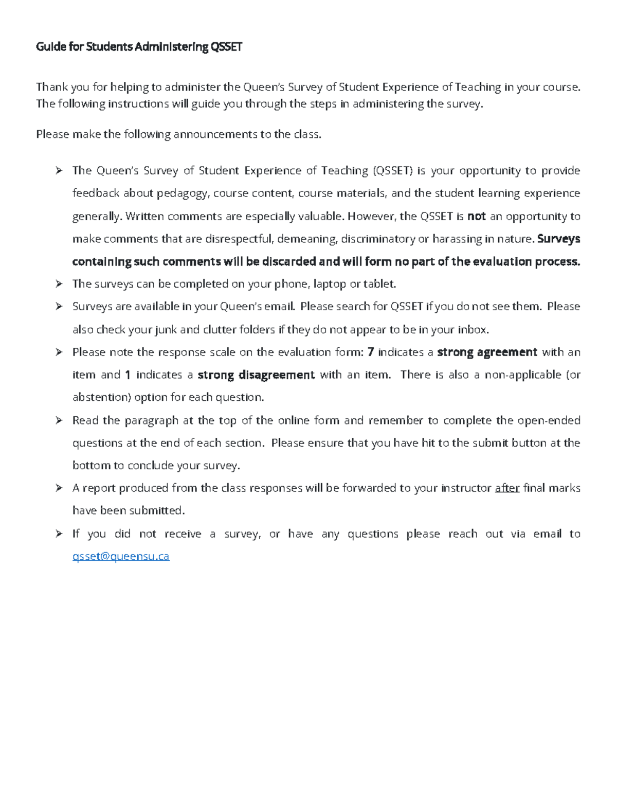 QSSET Admin Guide: Administering Student Experience Survey - Studocu
